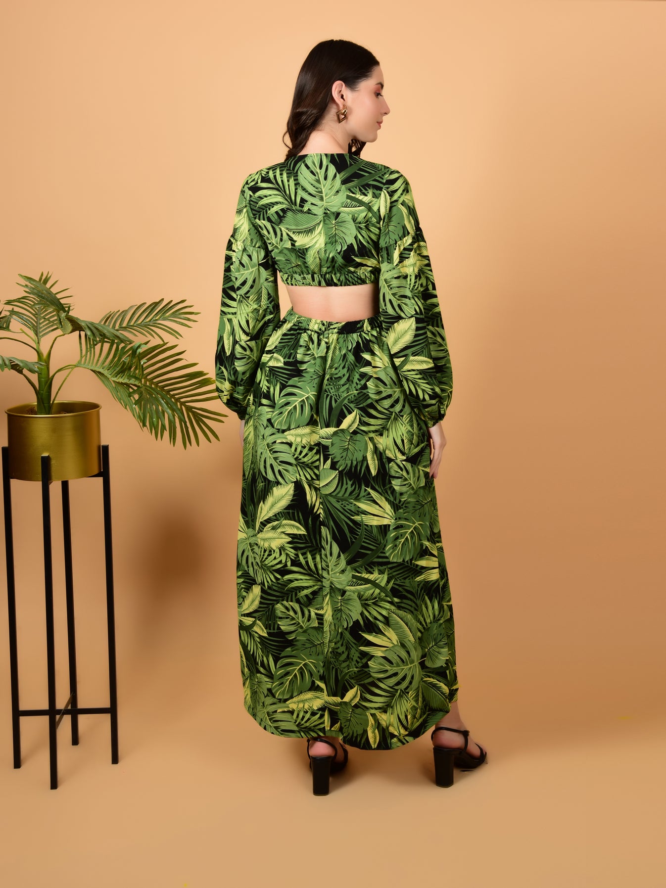 Flawless Women Party Wear Green Cut-Out Dress | HAZEL – Being Flawless