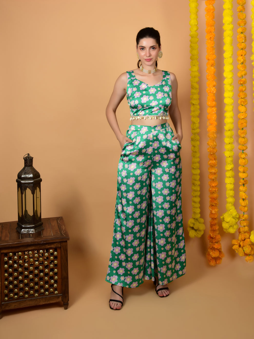 Flawless Women's Green Floral Printed Co-Ord Set | STELA – Being Flawless